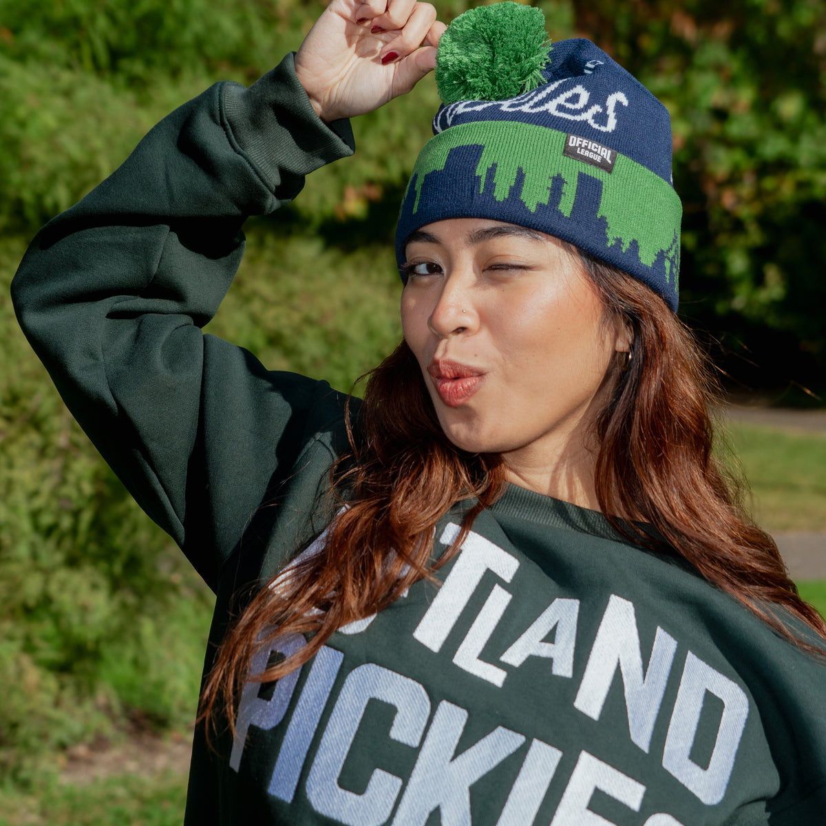 Official League x Portland Pickles Cityscape PomPom Beanie – Portland ...