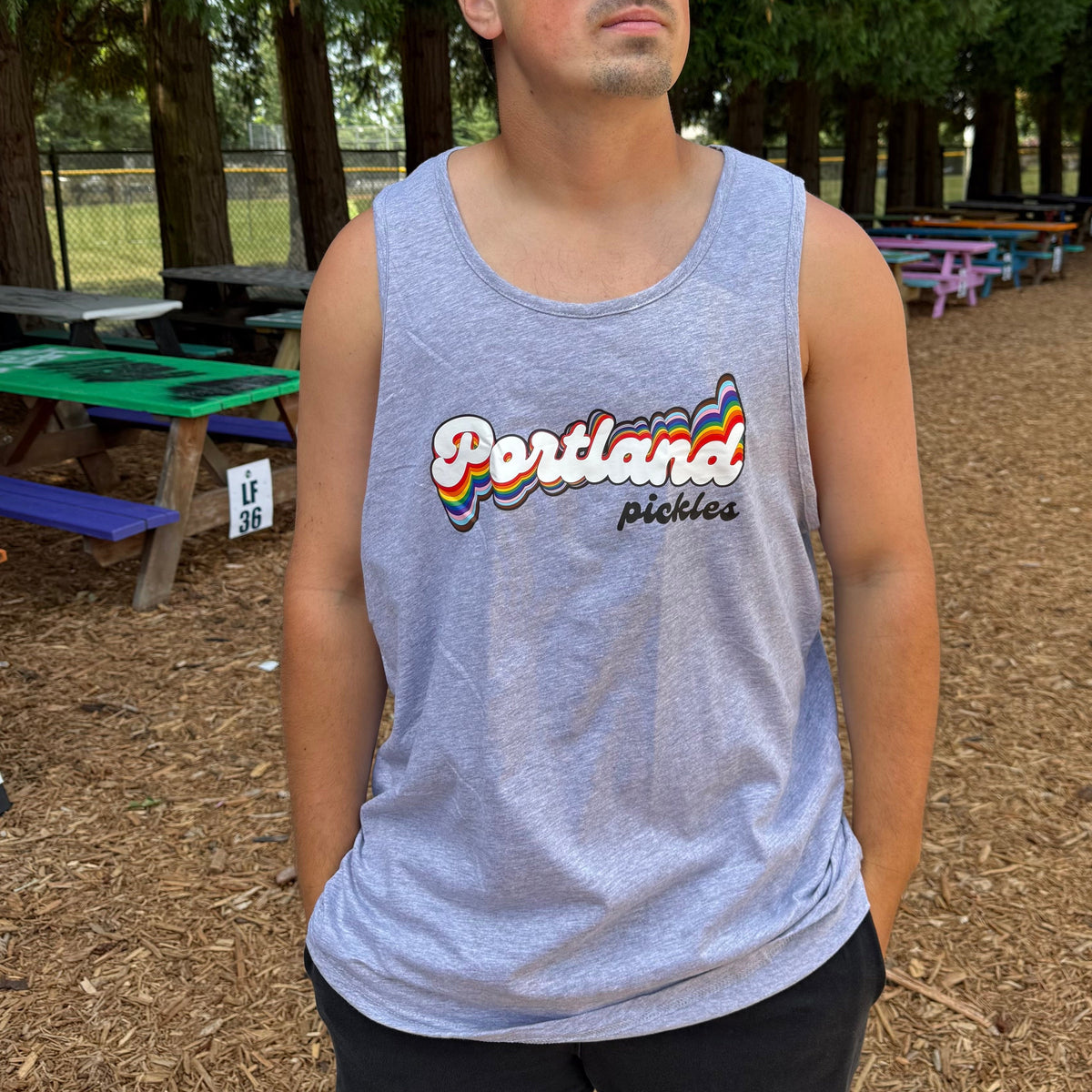 Pride Tank Heather Grey – Portland Pickles Baseball