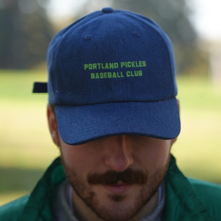 Official League x Portland Pickles Dark Denim w/ Green Text Dad Hat ...