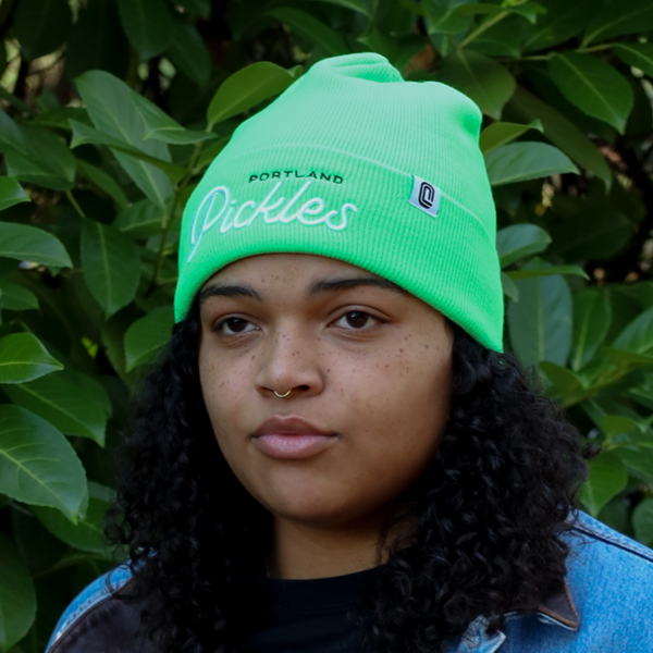 Official League Portland Pickles Script Neon Green Beanie | Portland ...